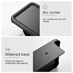 Ihvewuo formsiwod Black Toilet Roll Holder Aluminum Toilet Paper Holder with Phone Shelf Wall Mounted Toilet Roll Holder with Screws Anti-Rust Toilet Paper Holder for Bathroom Kitchen JK