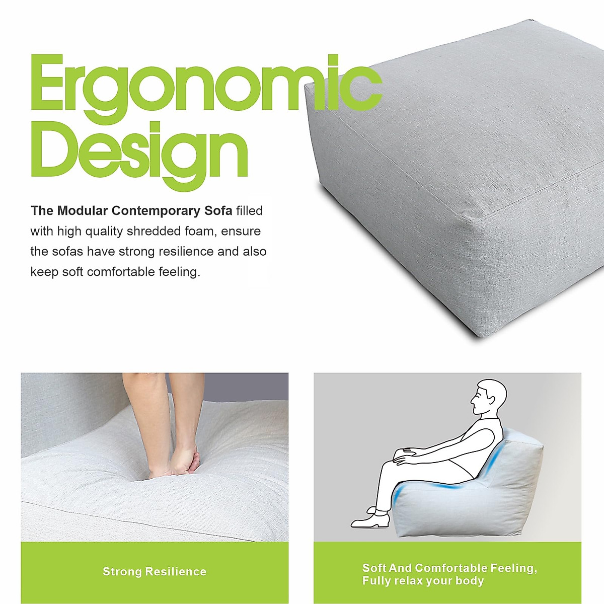 Patio Furniture Set Bean Bag Coffee Table Outdoor Chair Sectional Conversation Patio Set Daybed Furniture Outdoor Sofa Couch High Density Foam Filling Modern Comfy Patio Couch (light gray)