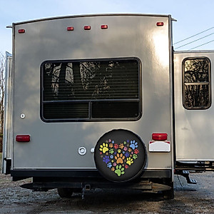 KiuLoam Cat Dog Paws Heart Print Spare Tire Cover Polyester Universal Sunscreen Waterproof Wheel Covers for Trailer Rv SUV Truck and Many Vehicles (17" for Diameter 31"-33")