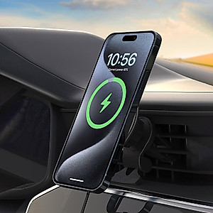 20W Magnetic Wireless Car Mount Charger, Compatible with MagSafe Car Charger Wireless Magnet Car Phone Holder Fast Charging for iPhone 14 15 Pro Max/14 Plus and 13/12 Series, Black