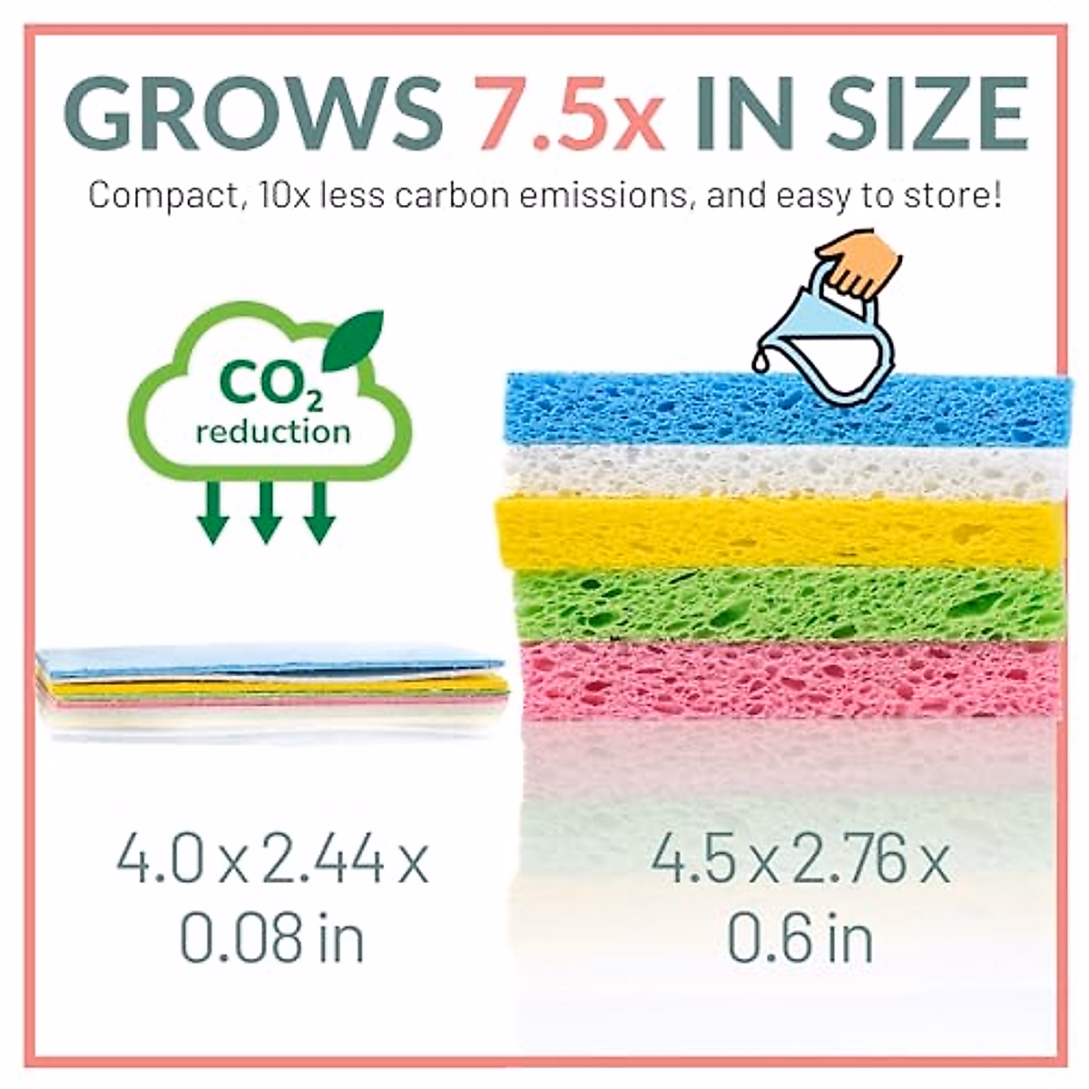 bioGo 10 Pack Compostable Pop-Up Sponges - Expanding, Non-Scratch, Plant-Based Dish Sponges - 10 Color Sponges - Compostable Pop Up Sponge - Rainbow Sponges - Kitchen Pop Up Sponges