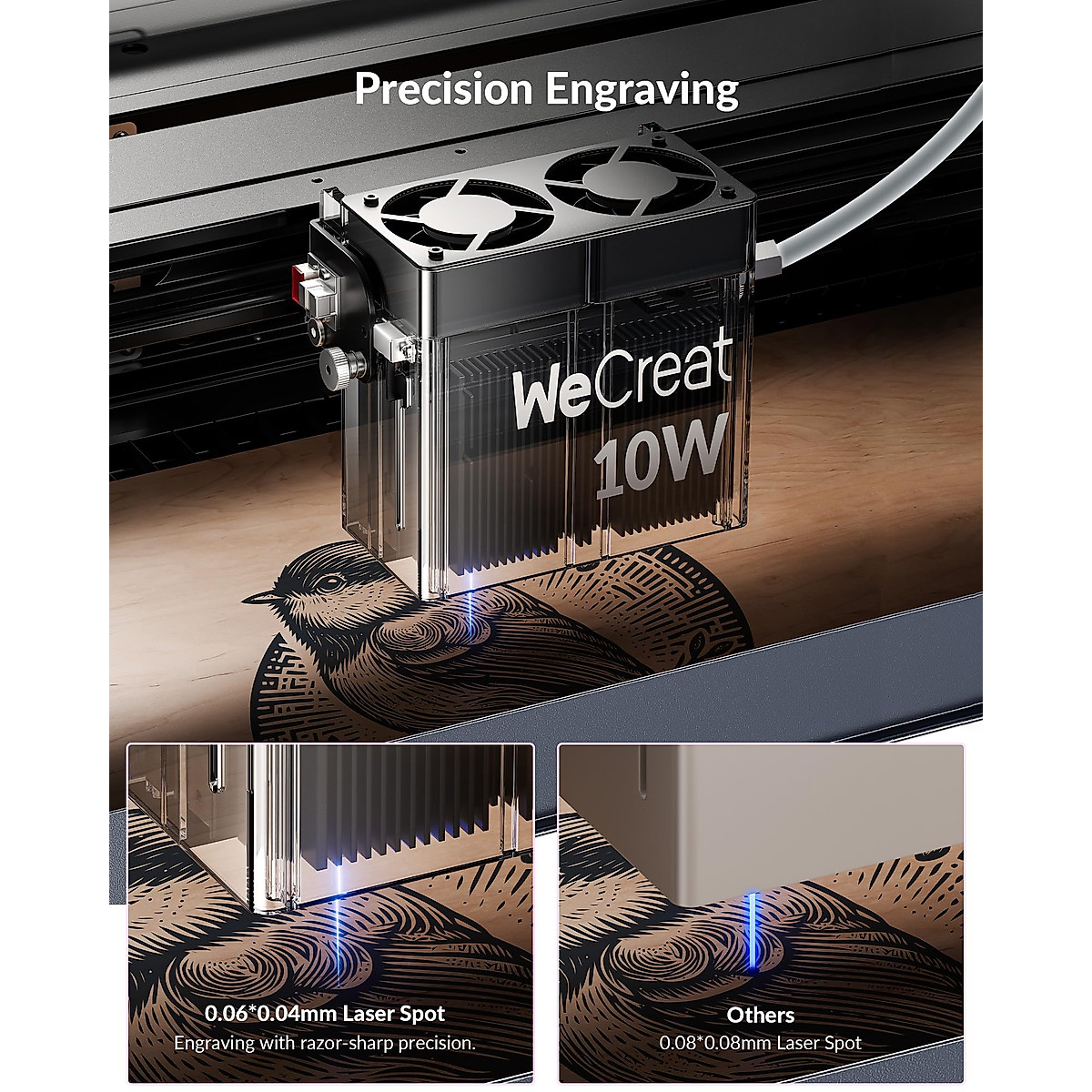 WECREAT Vista 10W Laser Engraver with 9-in 1 Rotary, Compact Diode Desktop Laser Engraving Machine with Smart HD Camera for Beginners DIY Hobbyist Wood Leather Acrylic Metal Jewelry Gifts Making