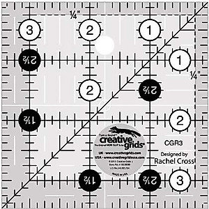 Creative Grids - 6 Square Quilt Rulers - 2.5", 3.5", 4.5", 5.5", 6.5", 7.5"