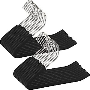 Open Ended Pants Trousers Hangers Foam Coated Pant Hangers Plating Non Slip Anti Rust Chrome Metal Hangers for Closet Easy Slide Pant Jeans Slacks Towel Skirt Organizer, Black (20)