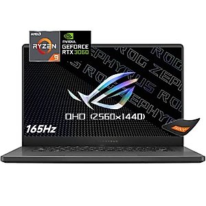 ASUS ROG Zephyrus G15 15.6" 165Hz QHD (2560x1440) Slim Gaming Laptop, 8 Cores AMD Ryzen 9 5900HS, GeForce RTX 3060, 100% DCI-P3 Pantone, RGB Backlit KB, Wi-Fi 6 (40GB RAM | 2TB PCIe SSD)
