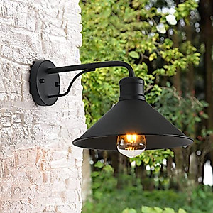 2 Pack Outdoor Wall Lights Wall Mount for House, Front Porch Outdoor Wall Light Fixtures Wall Mount, Matte Black Modern Farmhouse Outdoor Wall Sconce, Classic Barn Lights Outdoor & Indoor-E26 Socket