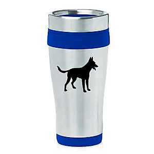 16oz Insulated Stainless Steel Travel Mug Coffee Mug Tumbler Belgian Malinois (Blue)