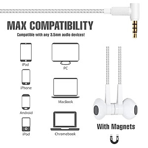 LUDOS Nexus Wired Earbuds in-Ear Headphones, Earphones with Microphone, 5 Year Warranty, 3.5mm Earphones Plug in Ear Buds, Videoconference, Calls Compatible with iPhone, Android, Laptop, Chromebook