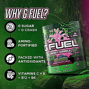 G Fuel The Juice Energy Drink Powder, Pre Workout Caffeine Powder, Energy Powder Drink Mix for Gaming, Sugar Free Focus Amino, Vitamin + Antioxidants, 9.9oz (Pineapple & Melon Punch, 40 Servings)
