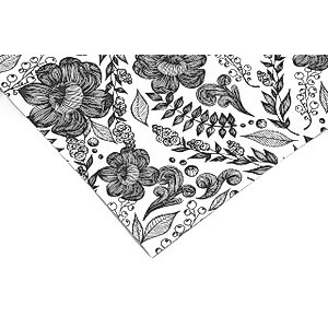 Black White Floral Contact Paper | Shelf Liner | Drawer Liner | Peel and Stick Paper 954 24in x 72in (6ft)