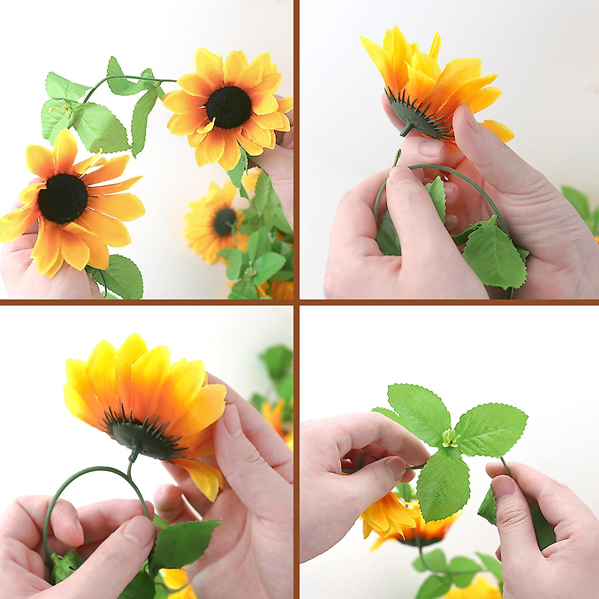 BigOtters 4 Pack Sunflower Garland for Decoration, Silk Sunflowers Artificial Flowers for Sunflower Theme Party Fall Wedding Decor Baby Bridal Shower Decorations