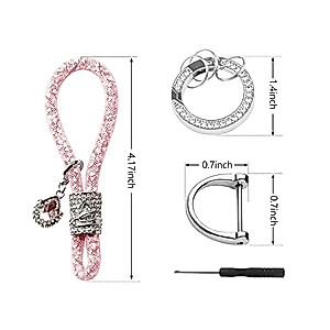 Jawmoy Pack-1 Bling Car Keychain, Rhinestones Keychain Accessories, Metal Crystal Key Chain Ring (Pink)