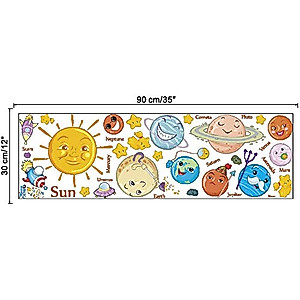 Amaonm Kids Room Wall Art Decor Decals Cartoon Removable Universe, Space, Planet, Solar System, Galaxy DIY Home Wall Stickers Decals Murals for Bedroom Living Room Ceiling Boys Girls Rooms Nursery