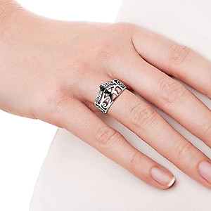 TURTLEDOVE Eye of Horus Ring - Stainless Steel Ring with Egyptian Ankh Cross and Eye of Horus (9)