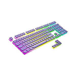Ranked Pudding PBT Keycaps | 112 Double Shot Translucent ANSI US & ISO Layout | OEM Profile for RGB Mechanical Gaming Keyboard (Lavender)