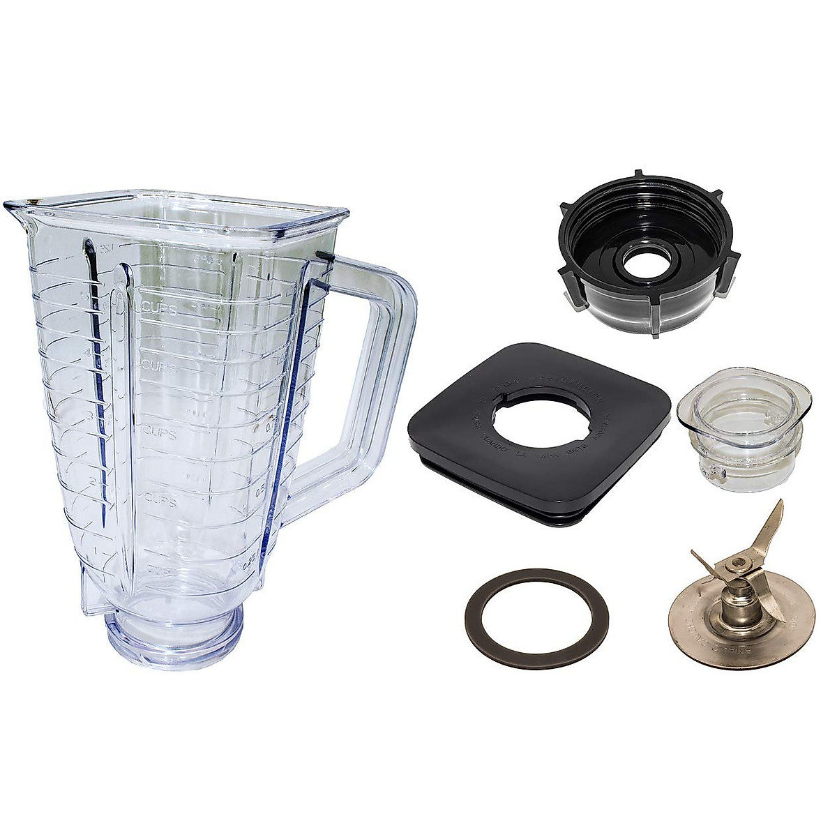 Blendin Replacement 40 Ounce -5 Cup- Square Top Plastic Blender Jar Set, Blender Cup Compatible with Oster and Osterizer Blenders, Complete Replacement Part Refresh Kit