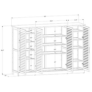 MoNiBloom Shoe Storage Cabinet with 2 Double Shutter Doors, Bamboo Floor Organizer Shelf Stand for 31-35 Pairs Entryway Hallway Bedroom, Brown