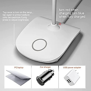 DEEPLITE Battery Operated Desk Lamp, LED Desk Light 3 Lighting Modes Stepless Dimming, Table Lamp 5W Touch Control Eye Caring, Flexible Gooseneck, Portable Reading Light for Dorm Study Office Bedroom