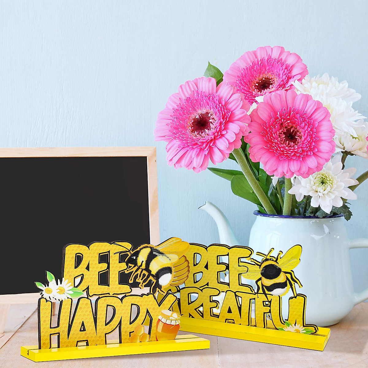 3 Pieces Bee Table Decor Signs Bee Classroom Decorations Bee Decorations for Classroom Bee Themed Classroom Bee Stuff Bee Decorations for Home