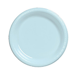 Creative Converting Touch of Color 20 Count Plastic Dinner Plates, Pastel Blue