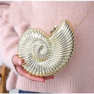 QZUnique Conch Crossbody Shoulder Bag Chain Strap Handbags Acrylic Women Fashion Evening Clutch Purse