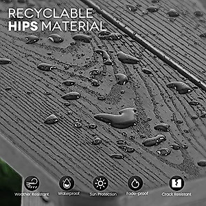 Leteuke Outdoor Side Table, Weather Resistant Outdoor Side Tables for Patio, Poly Lumber Adirondack Table, Rectangular Double Tier End Table for Backyard, Pool, Lawn, Beach, Indoor, Gray