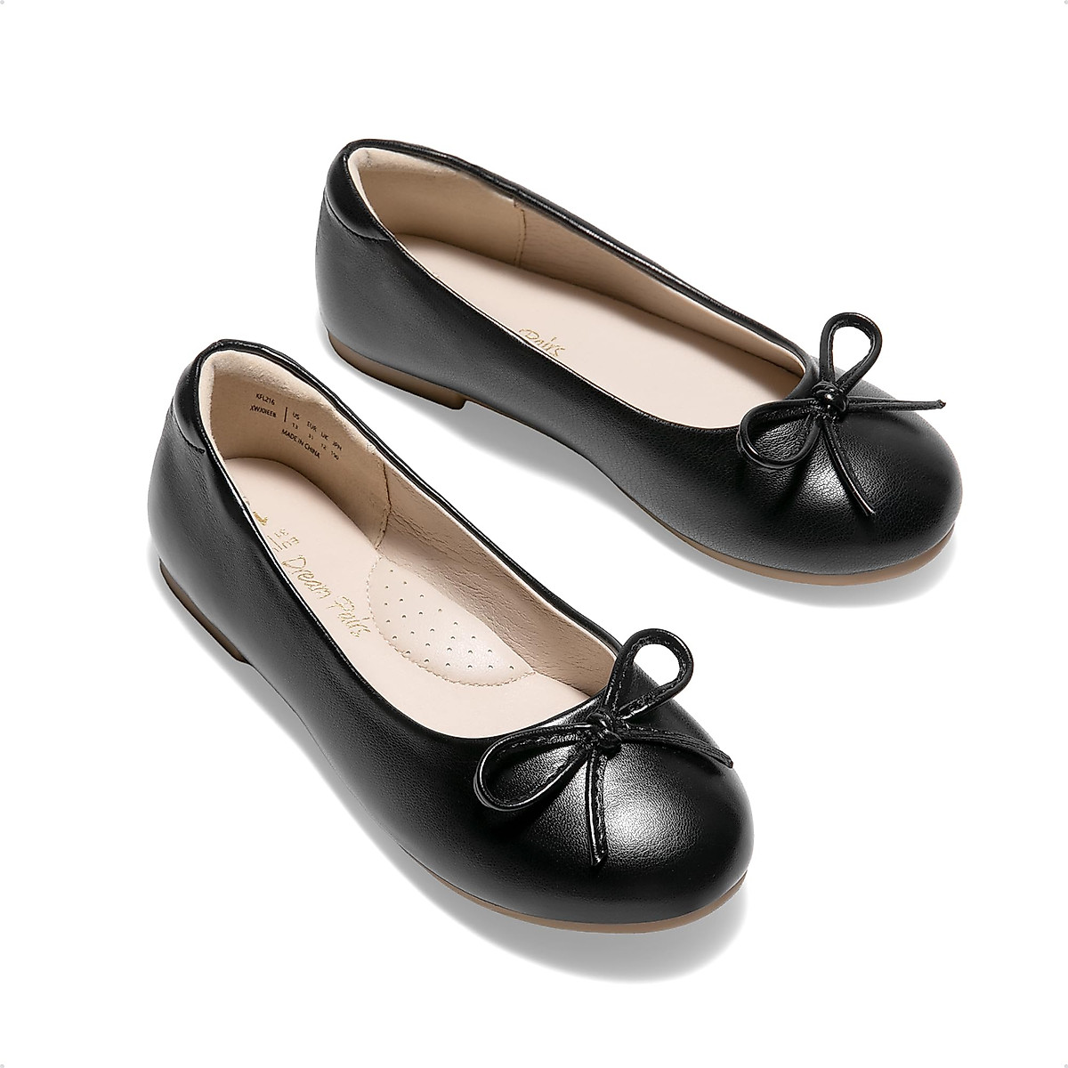 DREAM PAIRS Girls Dress Shoes Fashion Bow Ballet Flats Slip-on Flower Girl Shoes for Wedding, School, Party, Birthday,Size 2 Little Kid,Black,KFL216