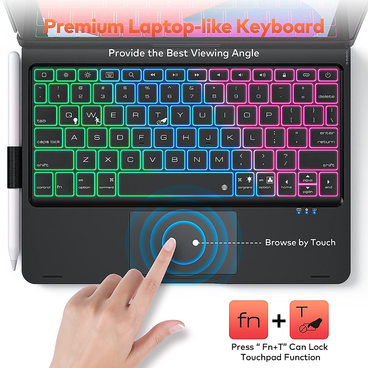 Keyboard Case Compatible with iPad 10.2 2021 9th /8th/7th Generation & iPad Pro 10.5 inch & iPad Air 3rd Gen - Wireless Backlight Keyboard with TouchPad for iPad 10.2/10.5