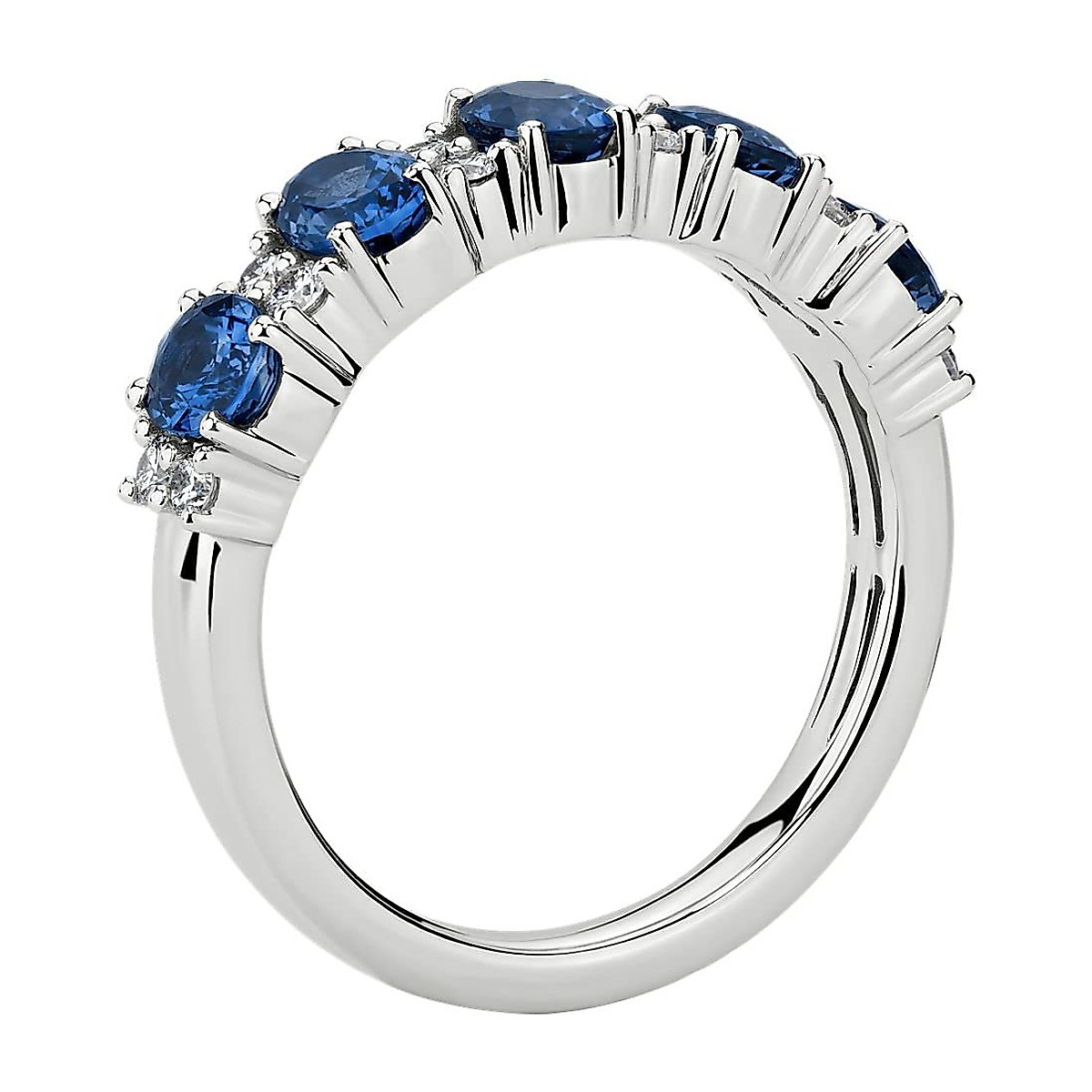 Jewelrygift 925 Sterling-Silver Solitaire Eternity Band Ring Created-Blue Sapphire Gtone Western Design Bridal Chakra Healing Wedding Jewelry for Women Ring US Ring Size : 12.5