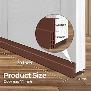 Door Draft Stopper Weather Stripping: Ohuhu Under Door Bottom Seal Strip Sweep Blocker Gap Filler Flexible Noise Insulation Draft Guard for Bottom of Door Garage (Brown, 39" L x2 W)