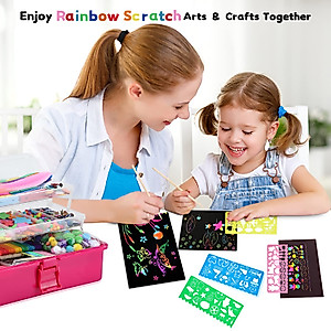 VOLINFO Kids Arts and Crafts Supplies Set- Toddler 1600 Pcs DIY Craft Box Include 26 Pcs Rainbow Scratch Art Set, Craft Supplies & Materials, Folding Storage Box, All in One Craft Kit for Kids Gift
