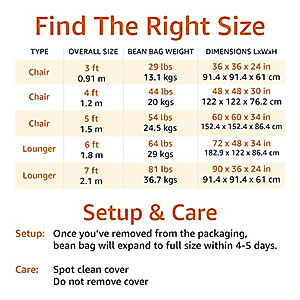 Amazon Basics Memory Foam Filled Bean Bag Lounger with Microfiber Cover, 6 ft, Blue, Solid