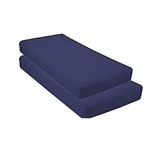 100% Jersey Knit Cotton Fitted Crib Sheet, for Standard Crib and Toddler Mattresses Solid Navy, Soft & Breathable, for Boys and Girls, Size 28"x 52"x 9’’ Pack of 2