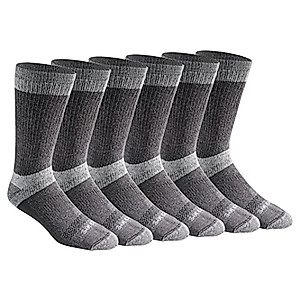 Dickies Men's Big & Tall Dri-tech Moisture Control Max Crew Socks Multipack, 3.0 Full Cushion Charcoal (6 Pairs), X-Large