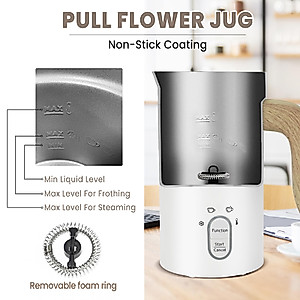 Tumidy Milk Frother Electric, Coffee Frother, Warm and Cold Milk Foamer,4 IN 1 Automatic Milk Warmer Stainless Steel for Coffee, Latte, Hot Chocolate (White)