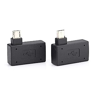 Liukouu 2Pcs USB 2.0 Female to Male Micro OTG Adapter Power Supply Port 90 Degree Left 90 Right Angled