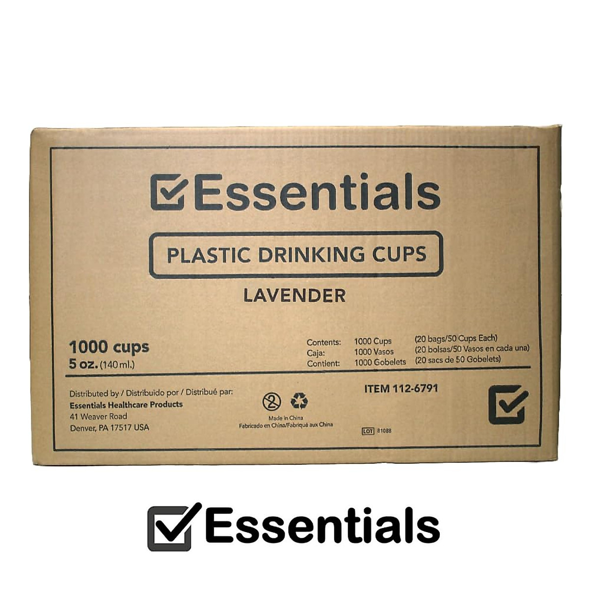 Essentials Healthcare Products Essentials Plastic Drinking Cups; Lavender 5 ounce drinking cups; One case of 1000 cups