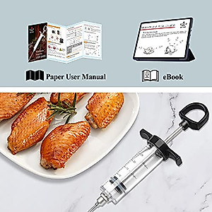 Grill Bump Meat Injector, Meat Injectors for Smoking, Meat Injector Syringe Comes with 2 Marinade Injector Needles; Injector Marinades for Meats, Turkey, Chicken; User Manual Included, 1-oz