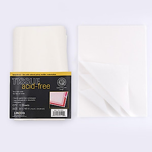 Lineco, Acid-Free Unbuffered Interleaving Tissue Paper for Storage, 30 x 40 Inches, Protect and Separate Prints, Documents, Letters, Newspaper (Pack of 12)