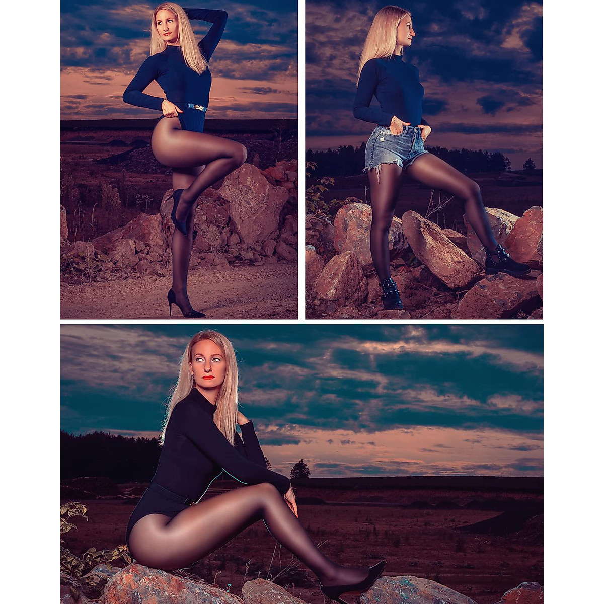 Lidogirl Women's Tights 8D Control Top Silk Stockings High Waist Pantyhose Dark Skin