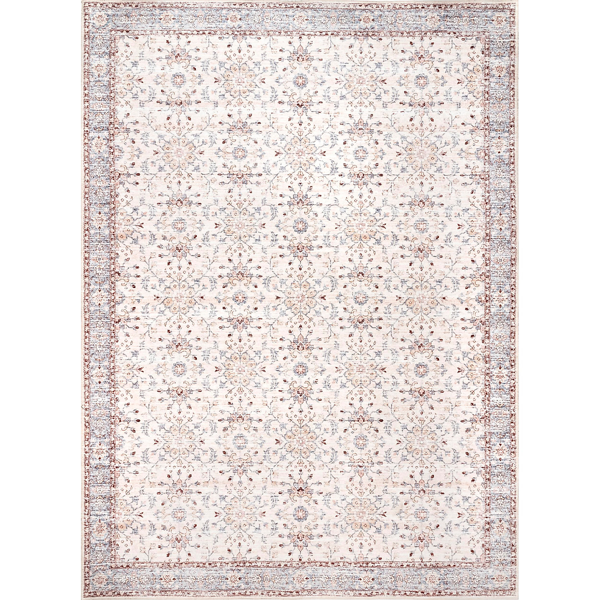 nuLOOM Gemma Machine Washable Transitional Floral Area Rug, 5' x 8', Beige, Rectangular, 0.15" Thick