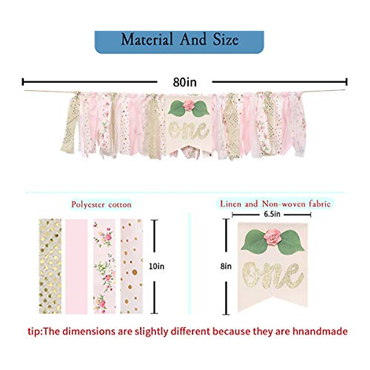 High Chair Banner for 1st Birthday - First Birthday Decorations for Photo Booth Props, Birthday Souvenir and Gifts for Kids,One Birthday Decorations for Baby (Baby Girl)