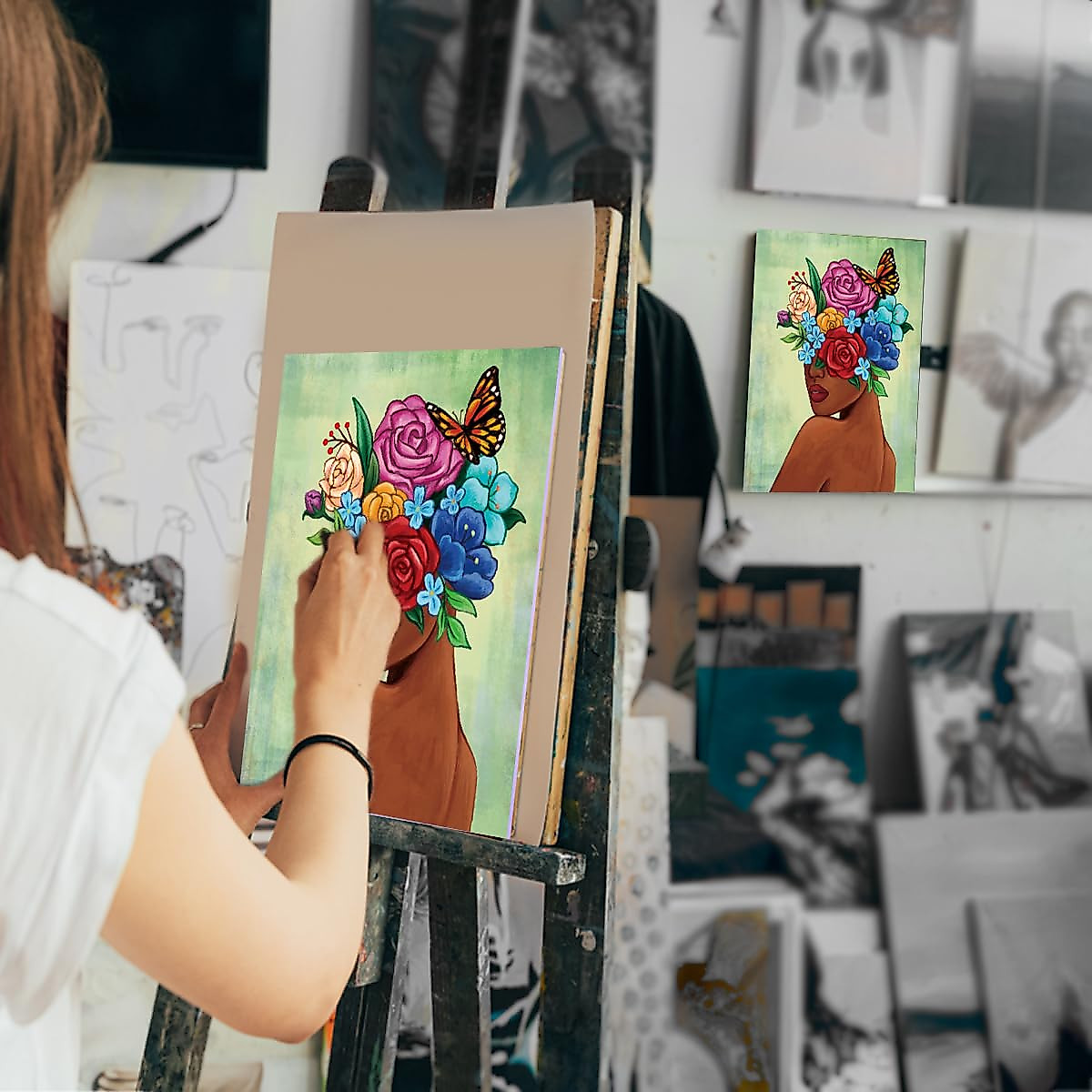 VALLSIP Canvas Painting Kits Pre Drawn Canvas for Painting for Adults Paint and Sip Party Supplies Stretched Canvas to Paint Games Ladies Night Flower Girl Mindfulness Date Night Ideas…