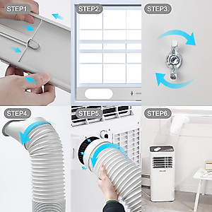 Portable AC Window Vent Kit with 5.9” Exhaust Hose Universal Window Seal Kit for Portable Air Conditioner, Adjustable Portable AC Windows Vent Kit for Sliding Horizontal and Vertical Window