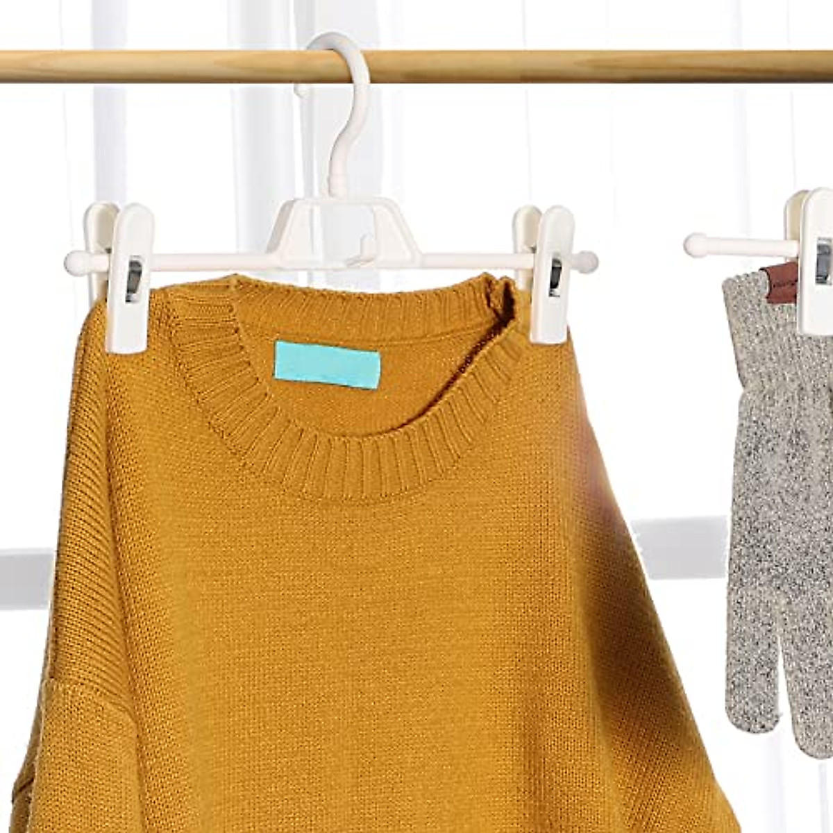 YARNOW Pants Hangers Plastic Trouser Clip Hangers, 10 Pack Adjustable Skirt Hangers with Clips, 360- Rotating Non- Slip Clip Hangers for Pant Skirt Jeans (13. 8 x 5. 7 Inch White) Clip Hangers