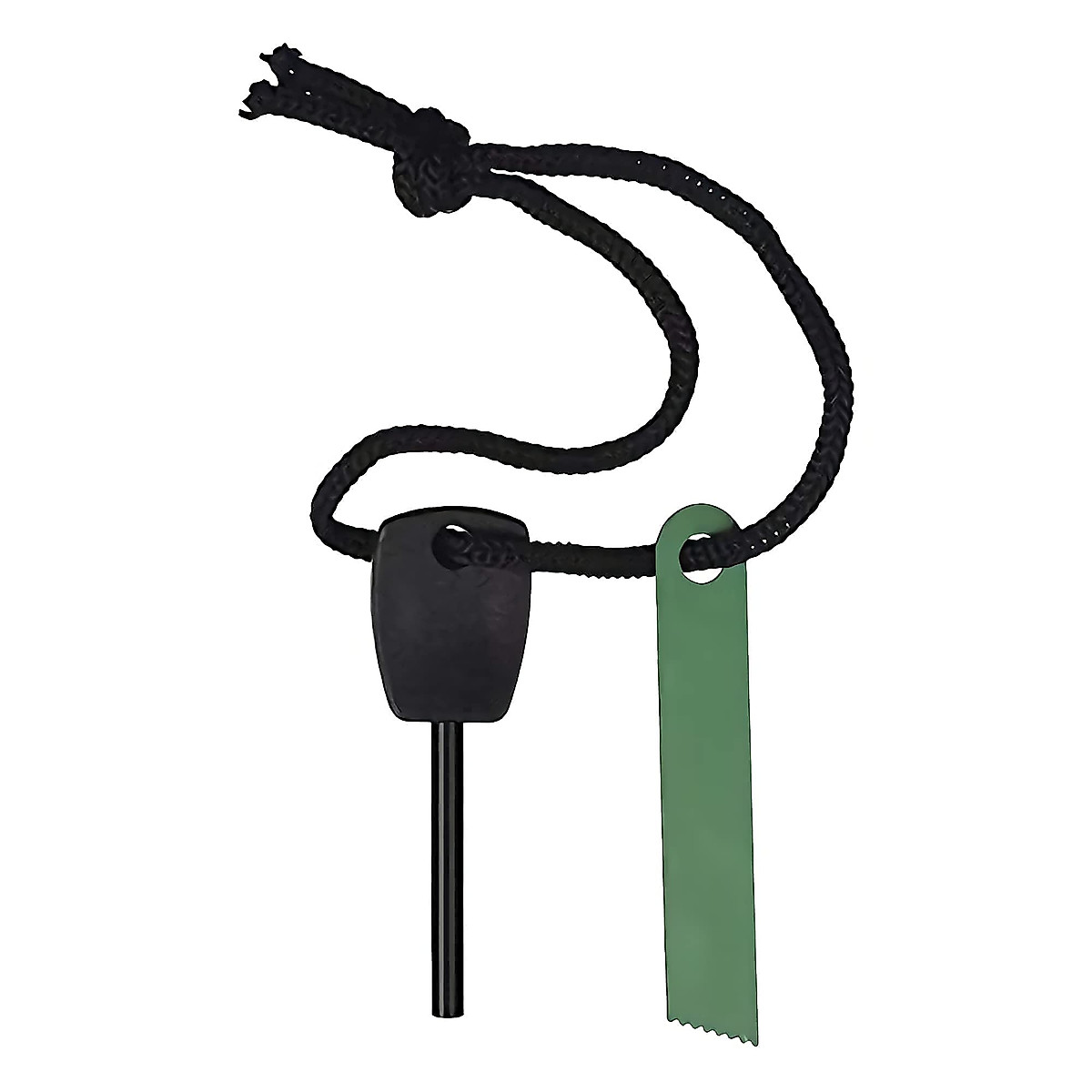 Fire Starter Stick with Striker Lanyard and Whistle Waterproof Flint Fire Steel Survival Lighter for Camping Hiking Backpacking Gear Survival Ferro rods Tool kit Keychain Campfires Waterproof (Black)