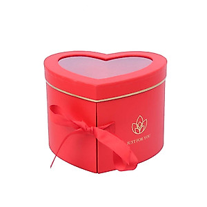 Xixcherg Heart-Shaped Paper Mache Boxes for Packaging, Luxury Flower Cardbord Boxes with Lids and Ribbons, Ideal for Crafting & Storage Accessories Cosmetics Jewelry Gifts Home (Red)