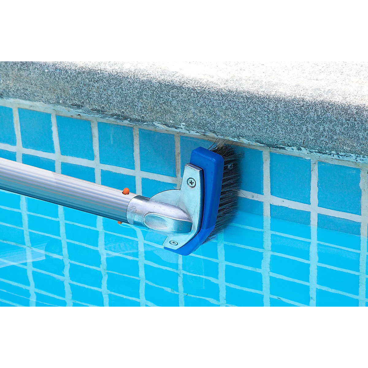 Aquatix Pro Heavy Duty Pool Brush, Durable 5" Swimming Pool Cleaner Brush Best for Tackling Stubborn Stains, Aluminium Handle & Stainless Steel Bristles, Suitable for Concrete & Gunite Pools.