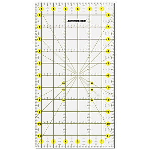 AUTOTOOLHOME Quilting Ruler Acrylic Quilters' Ruler for Easy Precision Cutting Fabric Paper, 6.5" x 12" for Quilting, Sewing & Crafts Template