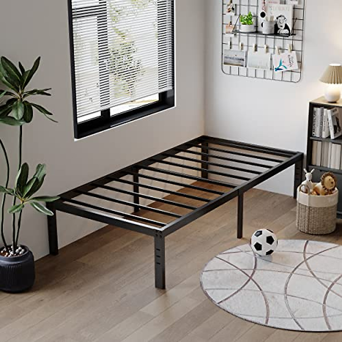 Artimorany Twin XL Bed Frames 18 Inch Tall, Heavy Duty Metal Platform, 2500lbs Steel Slats Support, No Box Spring Needed, Noise Free, Easy Assembly Black